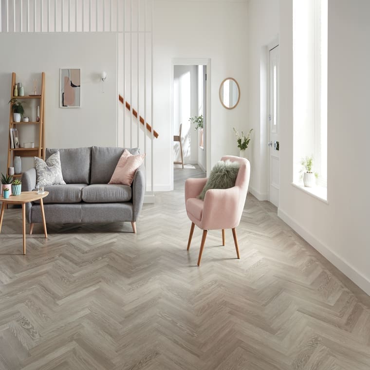 Karndean Knight Tile Grey Limed Oak Herringbone Luxury Vinyl Flooring ...